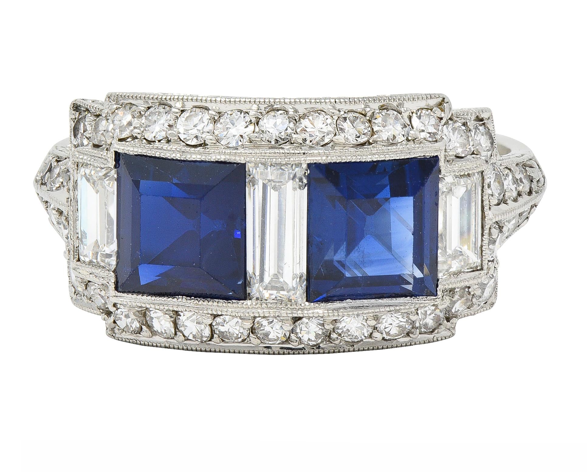 J.E. Caldwell & Co. 1949 2.76 CTW No Heat Sapphire Diamond Platinum Vi