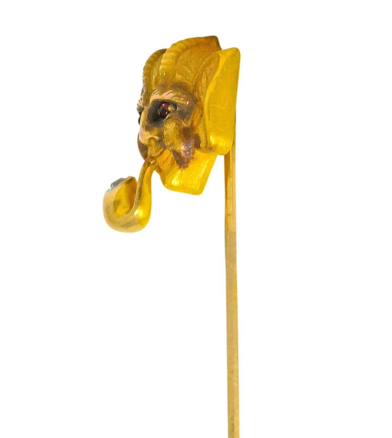 Abel Bros. & Co. Victorian Ruby Diamond 14 Karat Gold Pan Stickpin ...