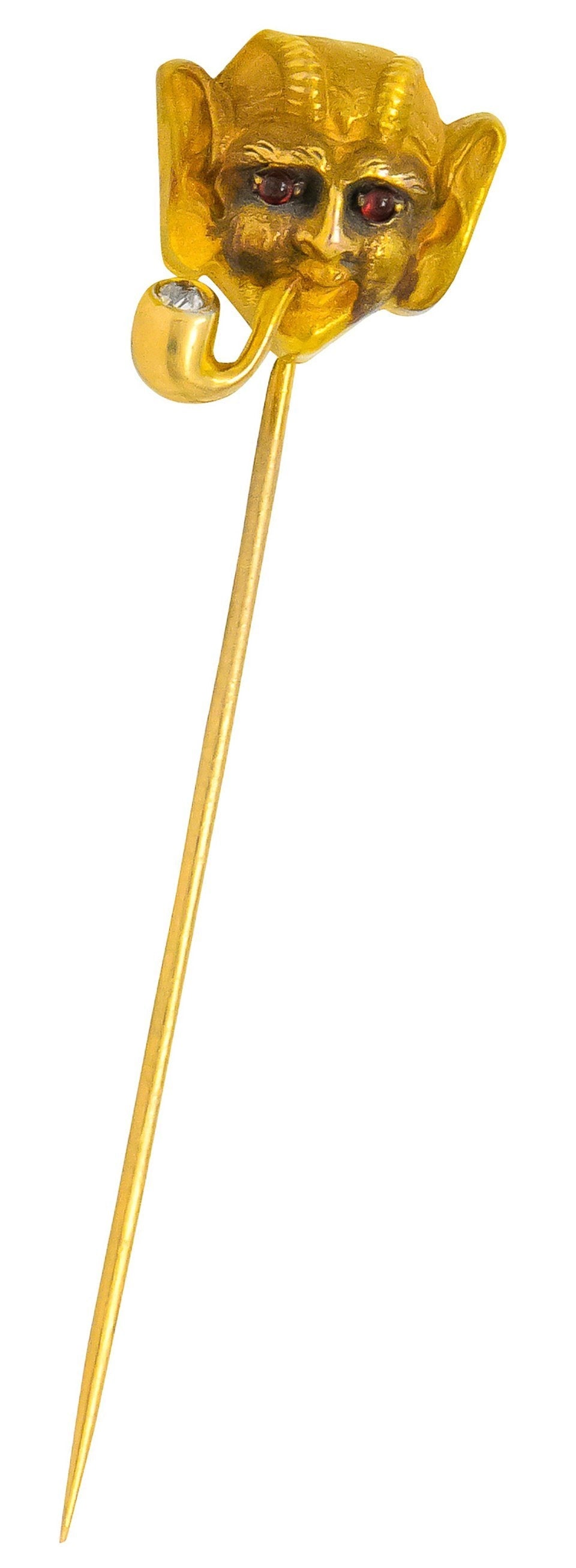 Abel Bros. & Co. Victorian Ruby Diamond 14 Karat Gold Pan Stickpin ...