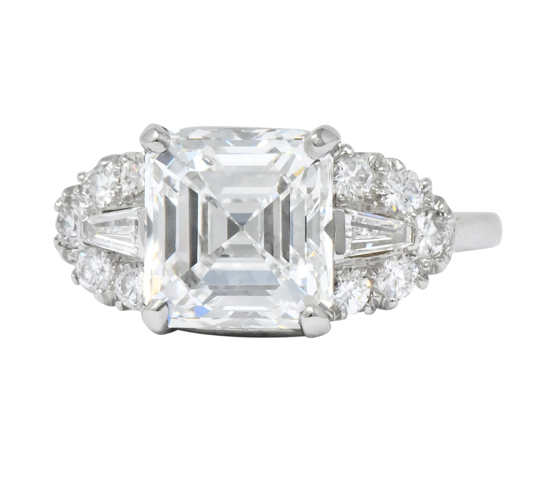 Bailey Banks & Biddle 1940’s 4.08 CTW Asscher Diamond Platinum ...