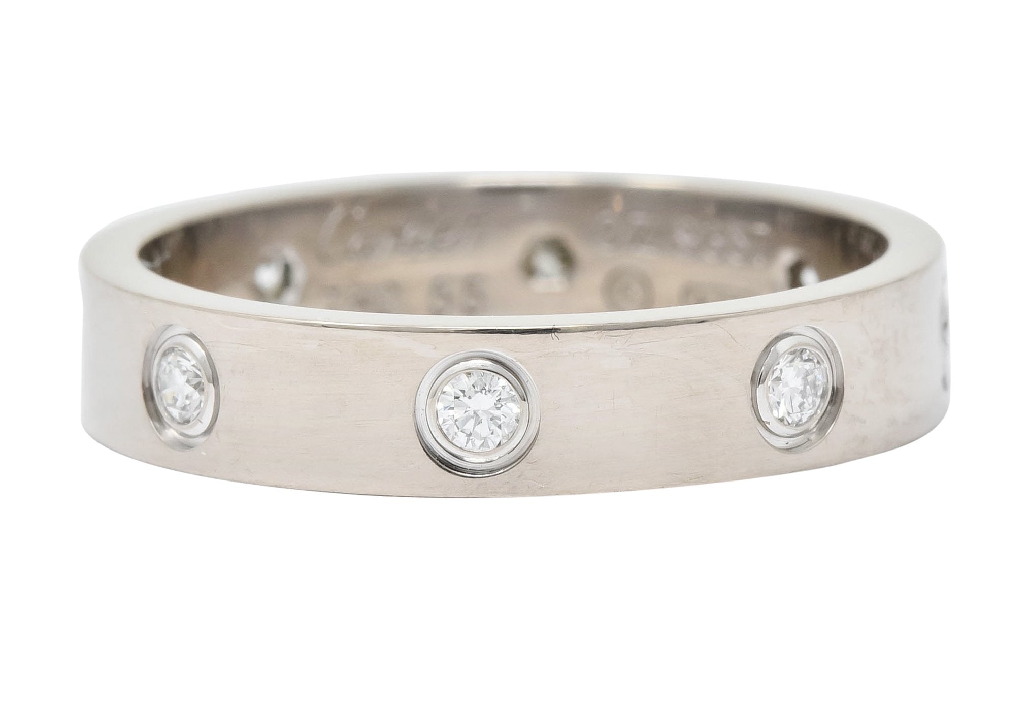 Cartier Love Diamond 18 Karat White Gold Unisex Stacking Band Ring