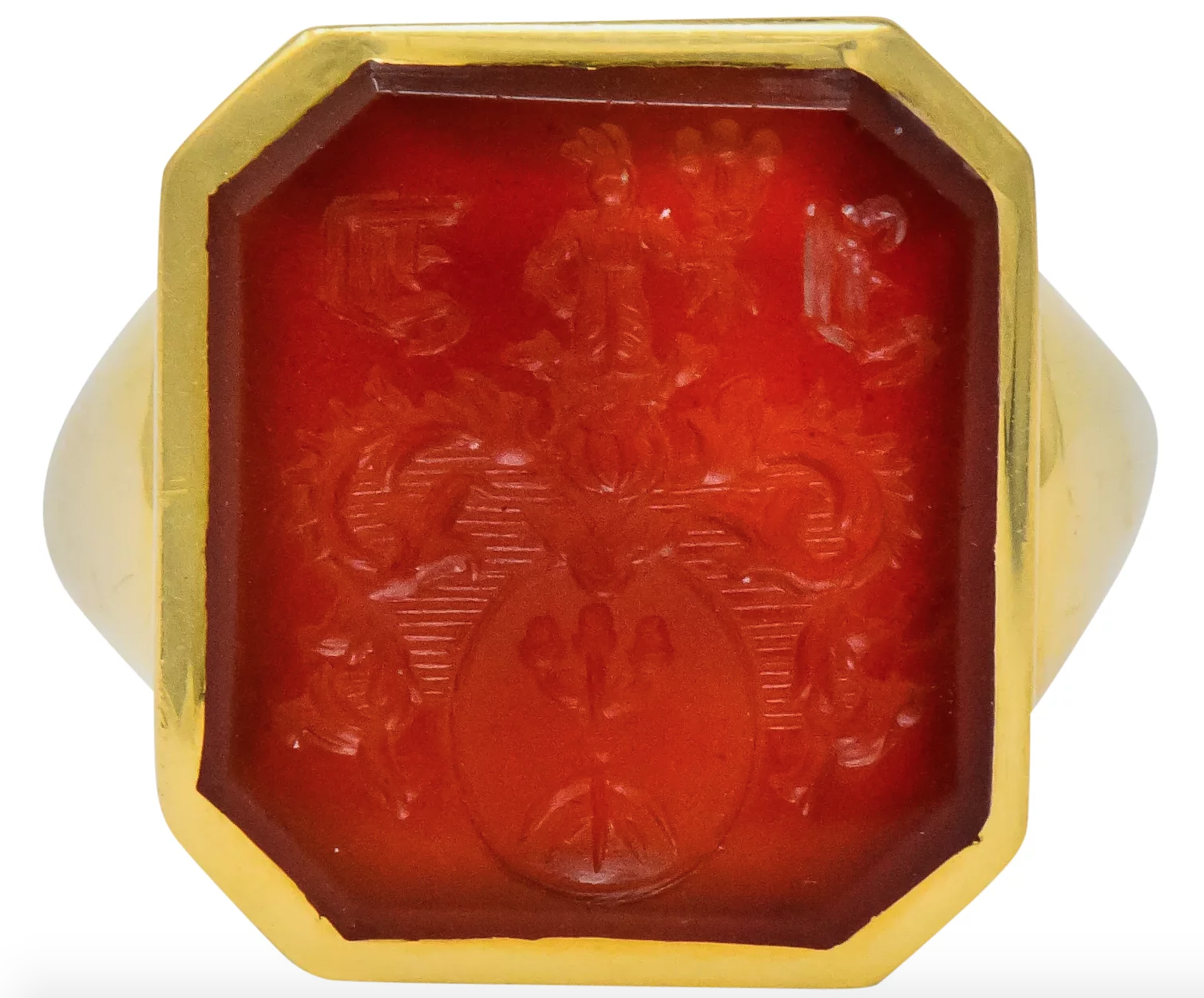 Charles Green & Son Vintage English Carnelian Intaglio 18 Karat Gold ...