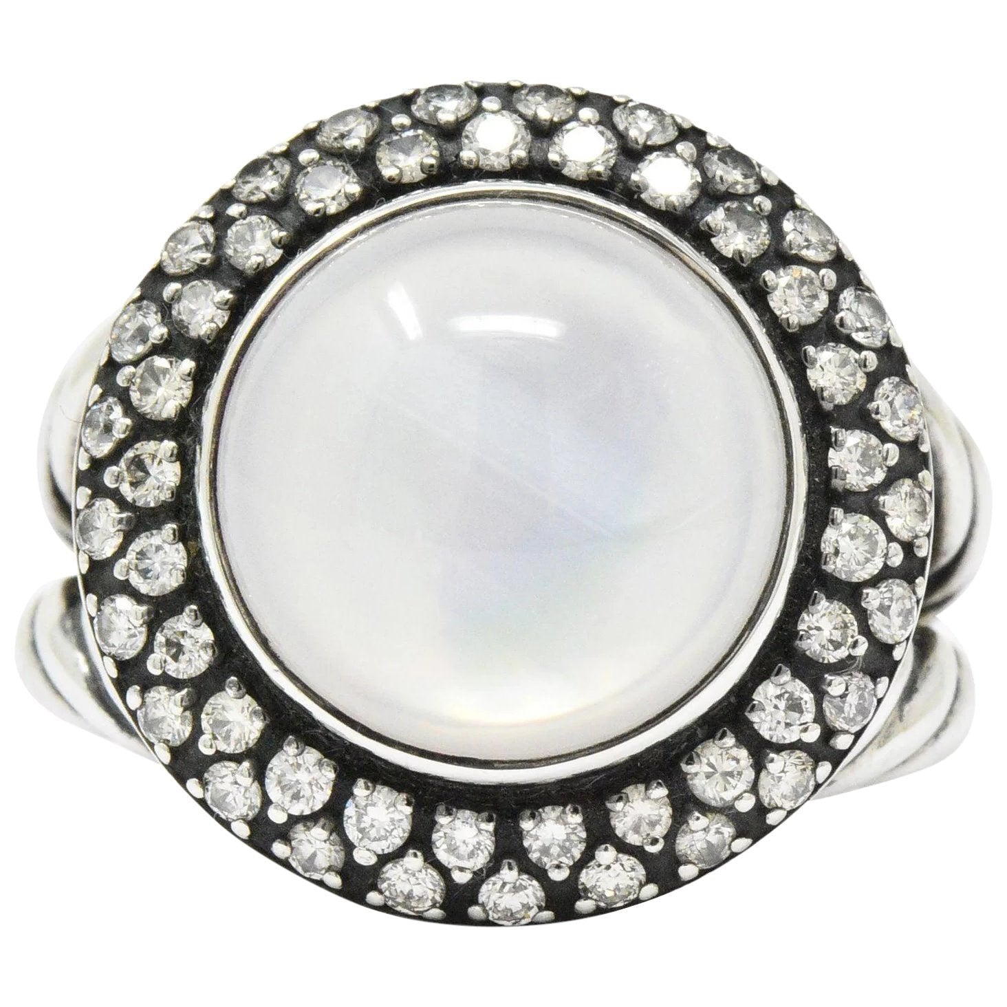David Yurman Moonstone Mother Of Pearl.65 CTW Diamond Cable Twist ...