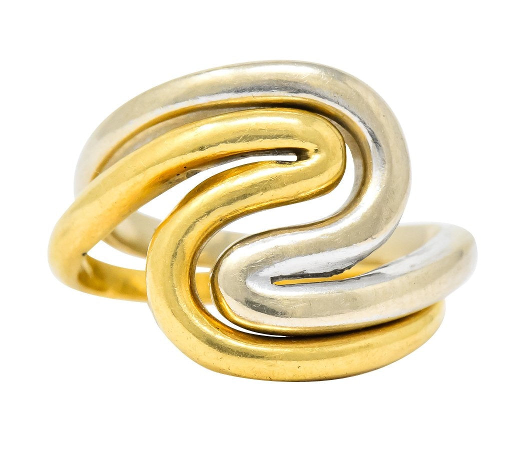 Gucci Vintage 18 Karat Two-Tone Gold Wave Stacking Rings