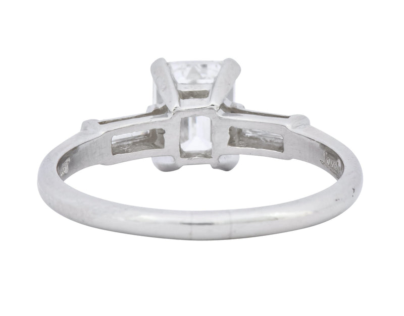 Retro 1.45 CTW Emerald Cut Diamond Platinum Lovebright Engagement Ring ...