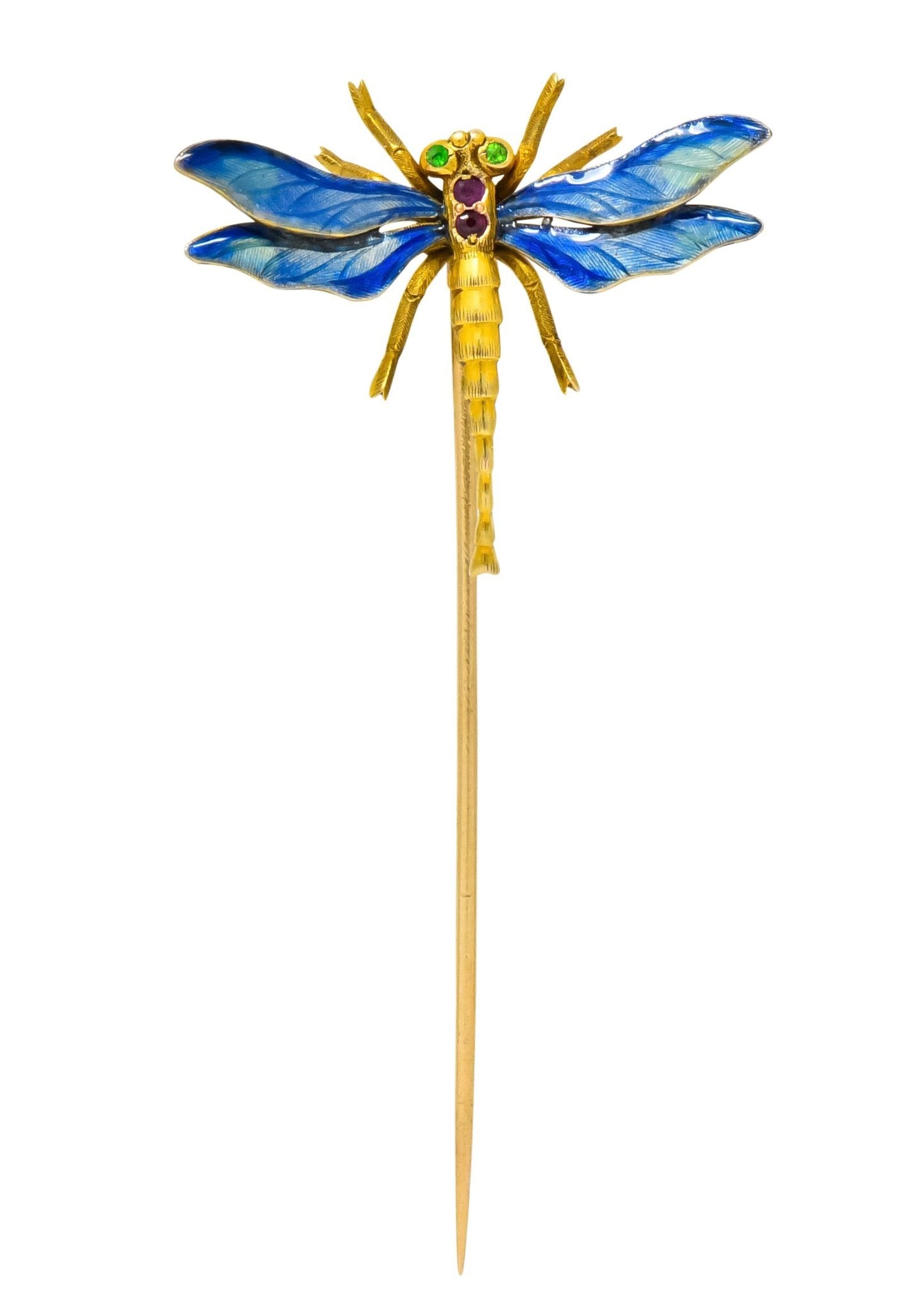 Riker Bros. Art Nouveau Ruby Demantoid Garnet Enamel 14 Karat Gold ...