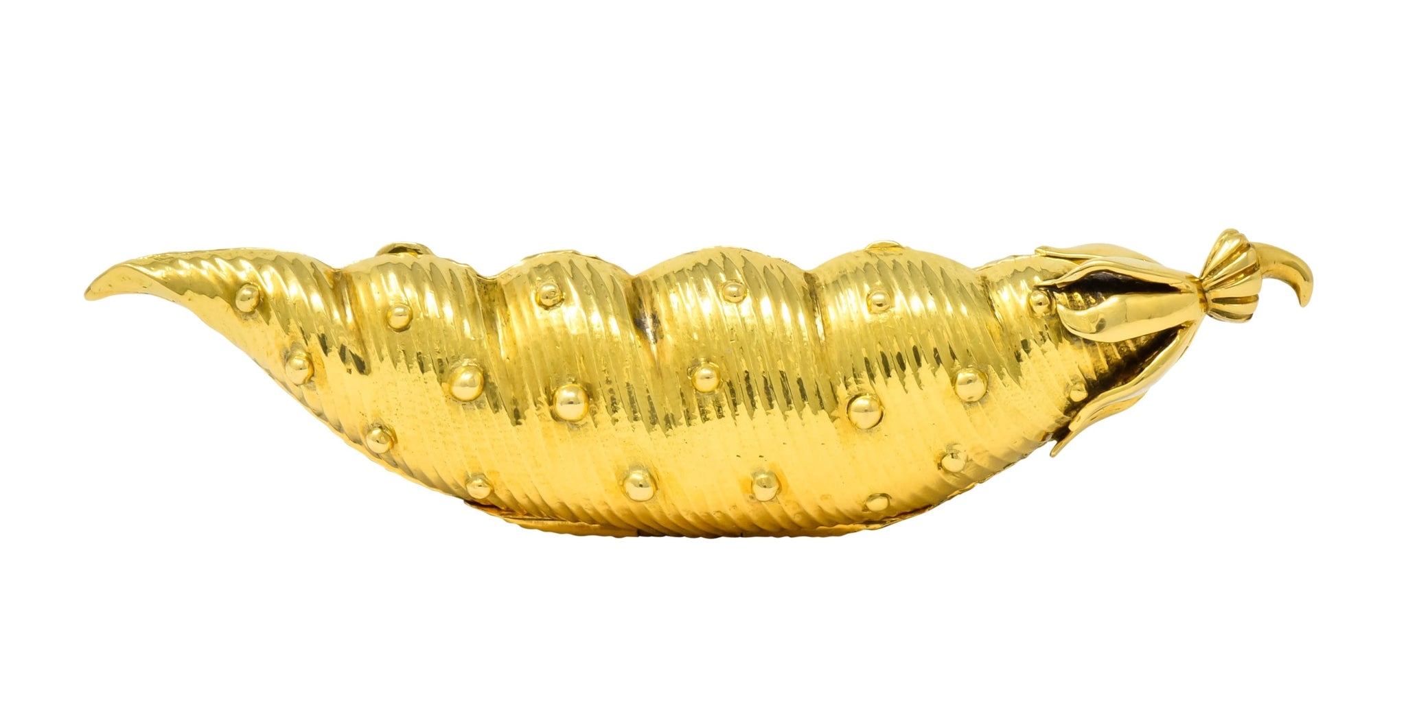 Schlumberger Tiffany & Co. 18 Karat Gold Pea Pod Pill Box Circa 1960 ...