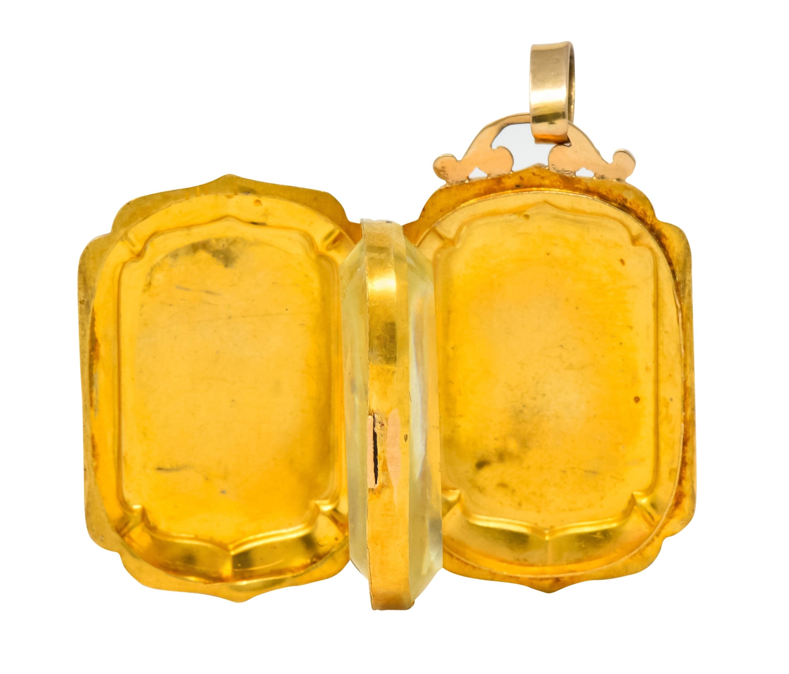 Victorian French Glass 18 Karat Two-Tone Gold Locket Pendant | Wilson's ...